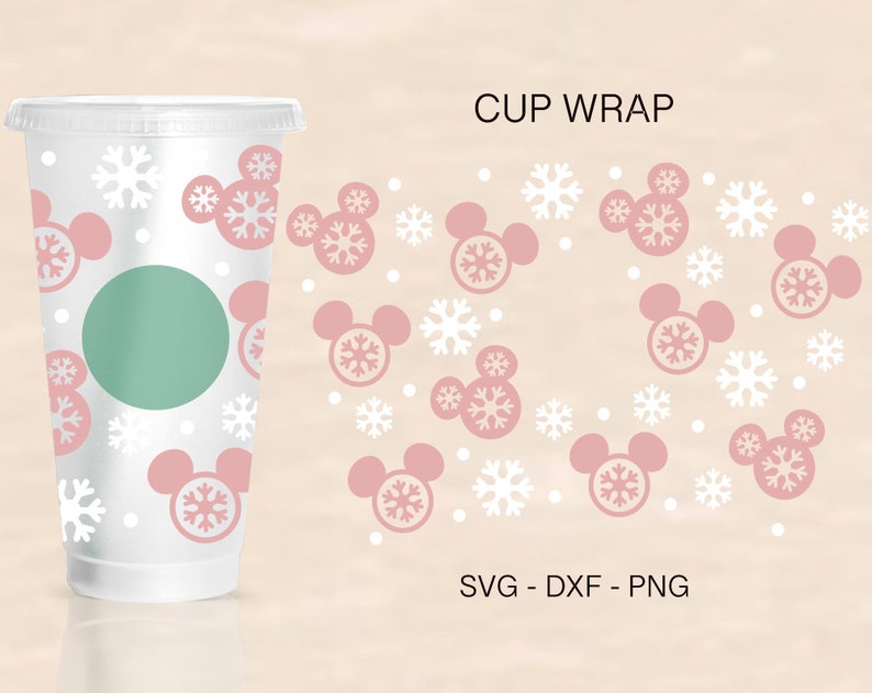 Snowflake Mouse Ears Cup Wrap Svg Christmas Full Wrap - Etsy