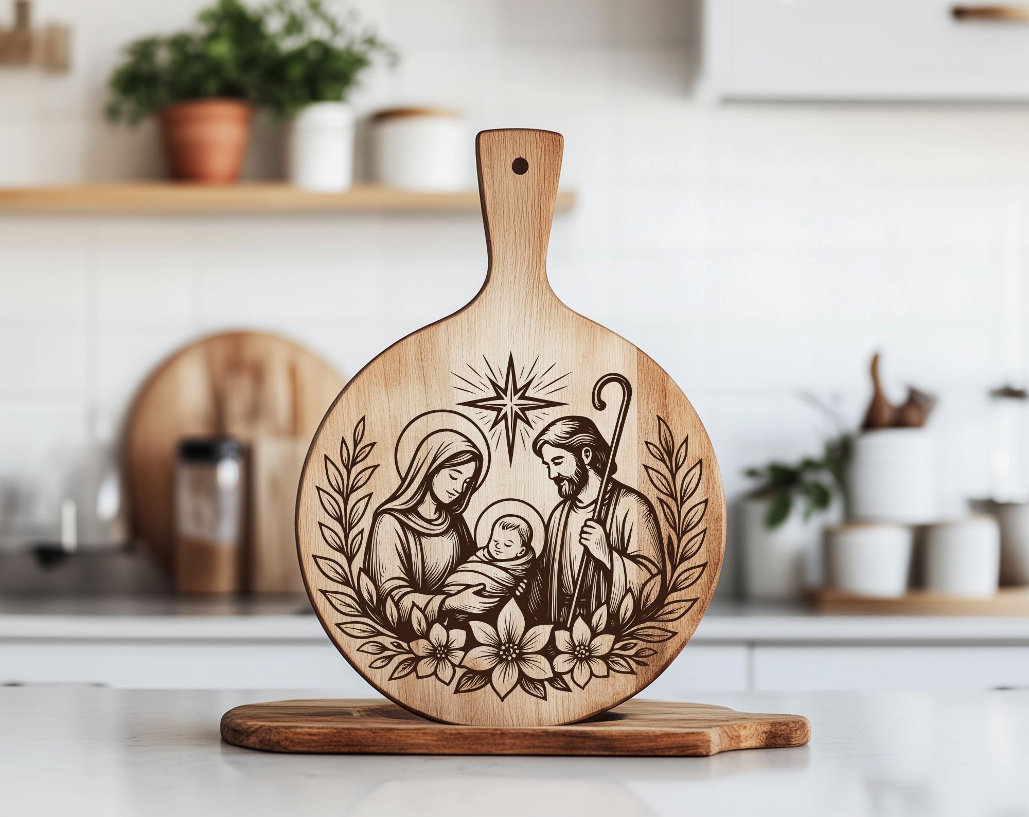 Nativity Cutting Board Engraving File, Holy Family Svg Bundle ...