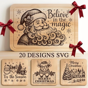 Christmas Cutting Board Engraving File, Santa Claus Svg Bundle ...