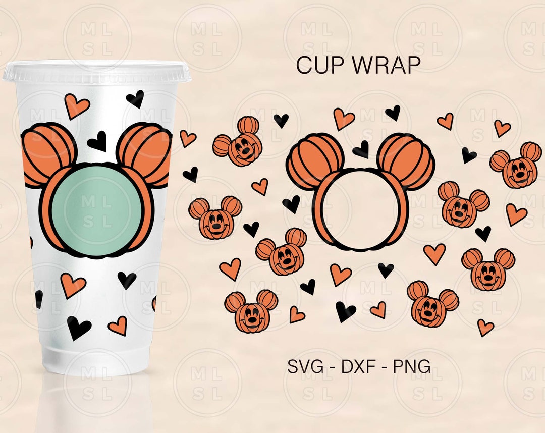 Mouse Ears Fall Cup Wrap Svg, Fall Pumpkin Ears Svg, Autumn Cup Wrap ...