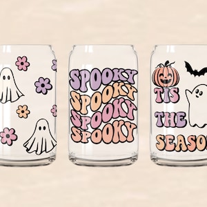 Halloween Can Glass Svg Bundle, 16oz Libbey Full Wrap Svg, Halloween ...