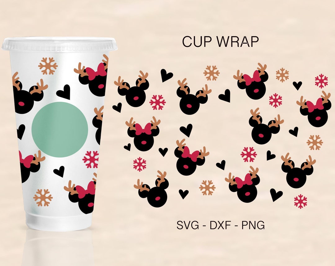Reindeer Mouse Ears Cup Wrap Svg, Christmas Full Wrap, Reindeer Mouse ...