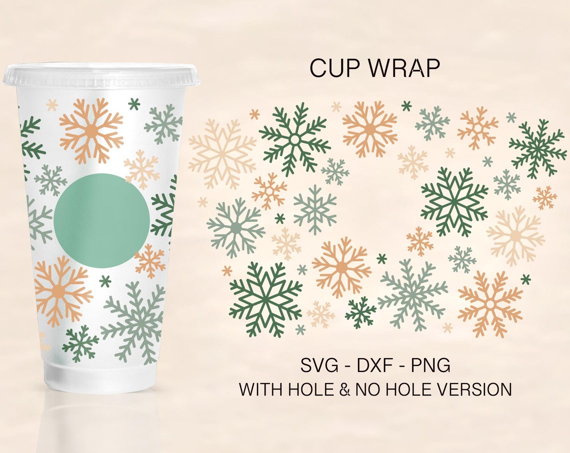 Snowflakes Christmas Cup Wrap Svg Christmas Full Wrap Svg - Etsy