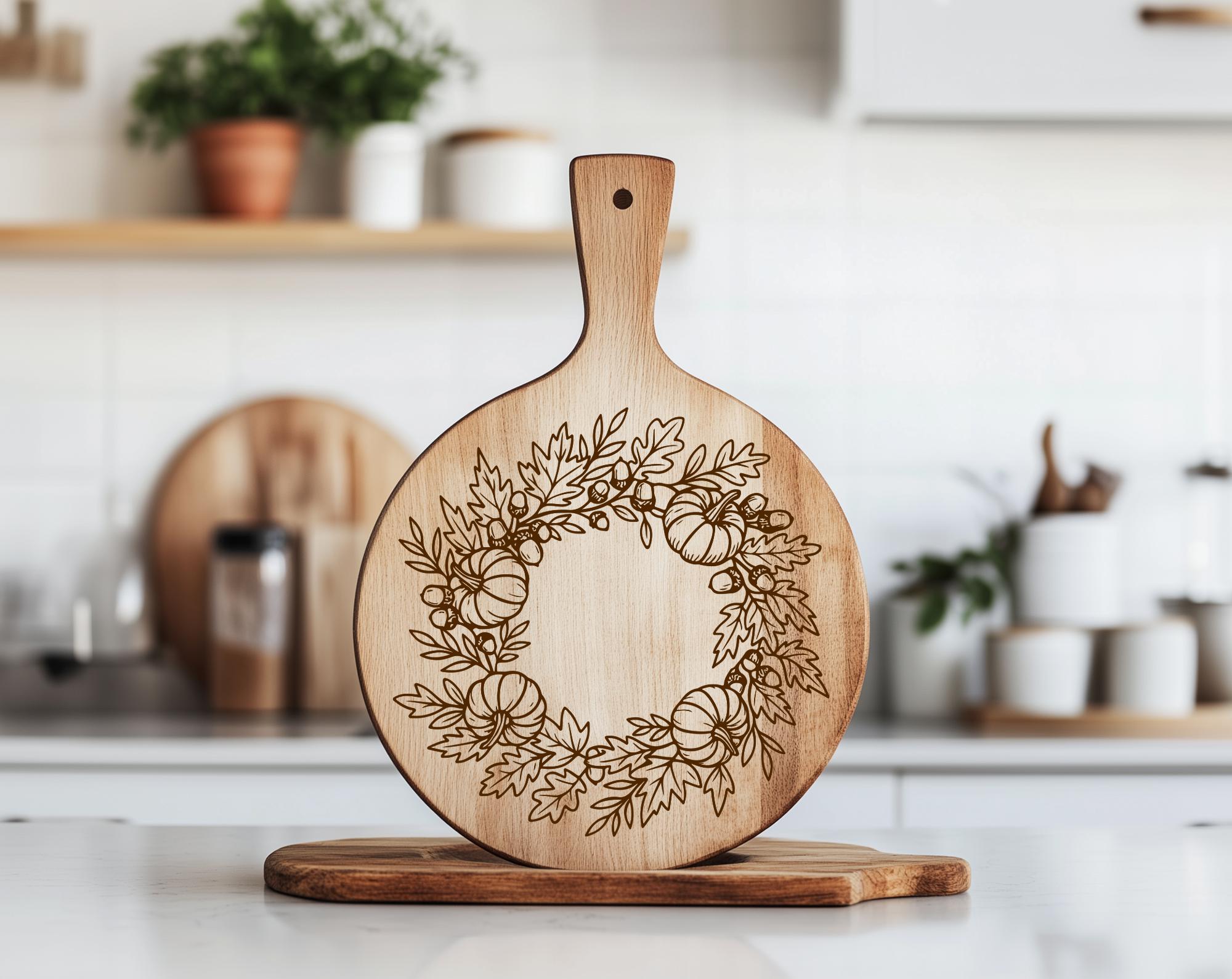 Fall Pumpkin Cutting Board Engraving File, Farmhouse Kitchen Board Svg ...