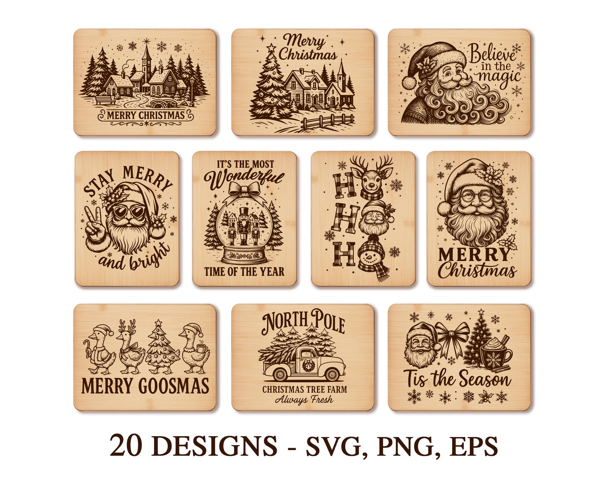 Christmas Cutting Board Engraving File, Santa Claus Svg Bundle ...