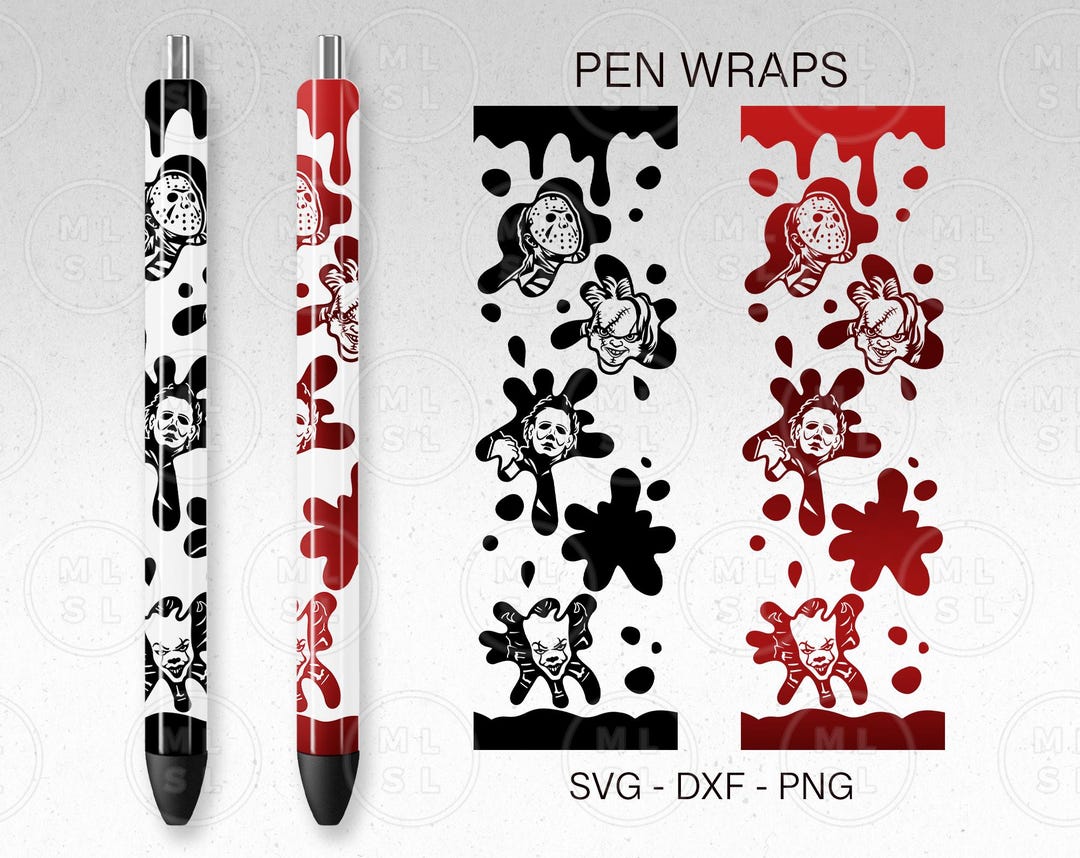 Halloween Pen Wrap Svg, Scary Movie Pen Wrap Svg, Epoxy Pen Wrap, Pen ...