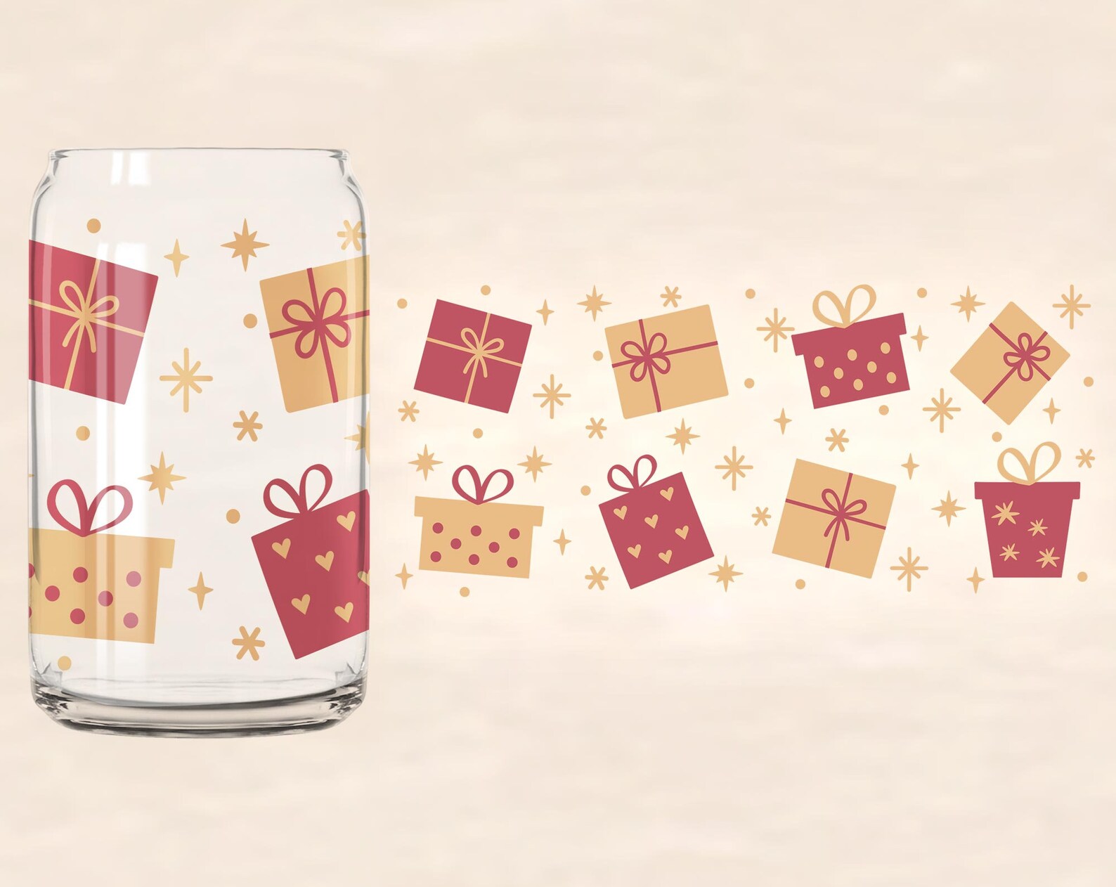 Christmas Can Glass Bundle Pack Svg Christmas Glass Wrap Svg - Etsy