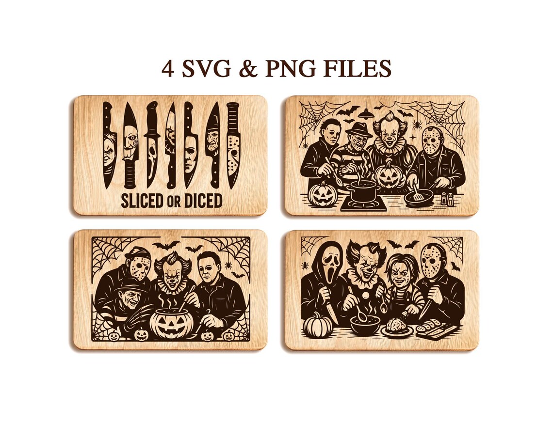 Horror Cutting Board Engraving File, Halloween Cutting Board Svg ...