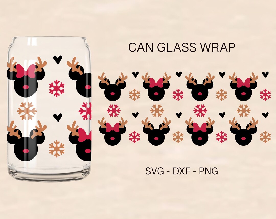 Reindeer Mouse Ears Glass Wrap Svg, Christmas Glass Wrap, Reindeer ...