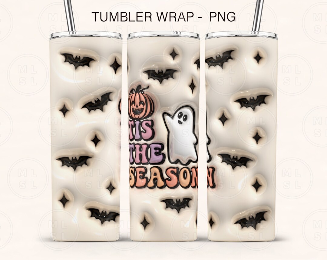 Ghost 3D Inflated Puff Tumbler Wrap, 3D Tumbler 20oz, 3D Spooky ...
