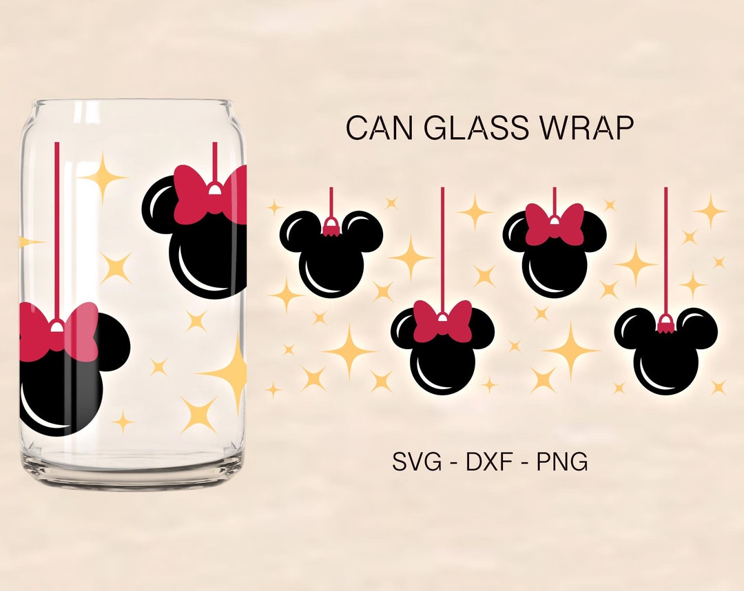 Christmas Bauble Mouse Glass Wrap Svg, Christmas Glass Wrap, Mouse Ears ...