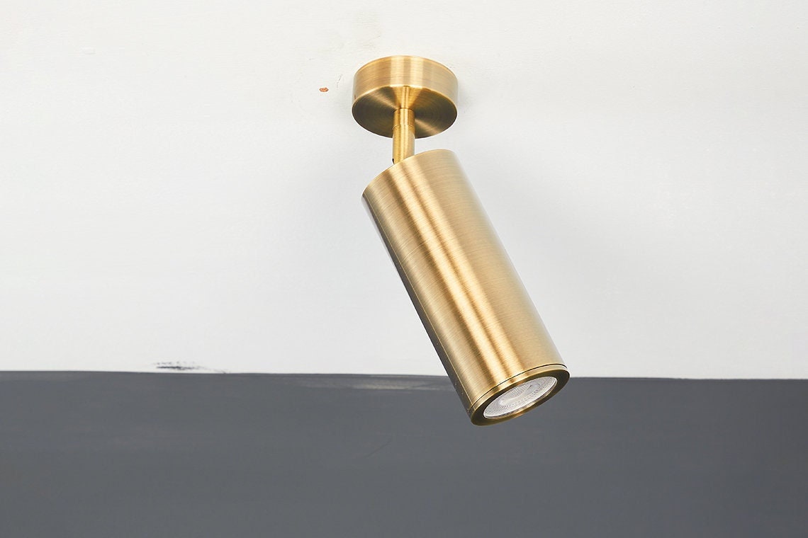 Brass Cylinder Adjustable Spotlight, Copper, Black or White Minimalist ...