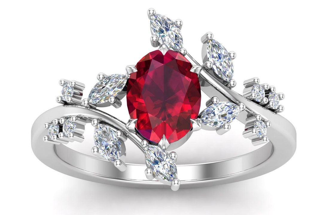 Antique Women 925 Sterling Silver Lab Created Ruby With Cubic Zirconia ...