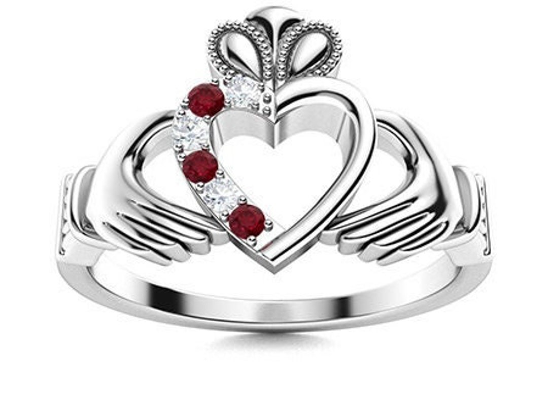 14k White Gold Super Cool Claddagh Crown Rings for Engagement Claddagh ...