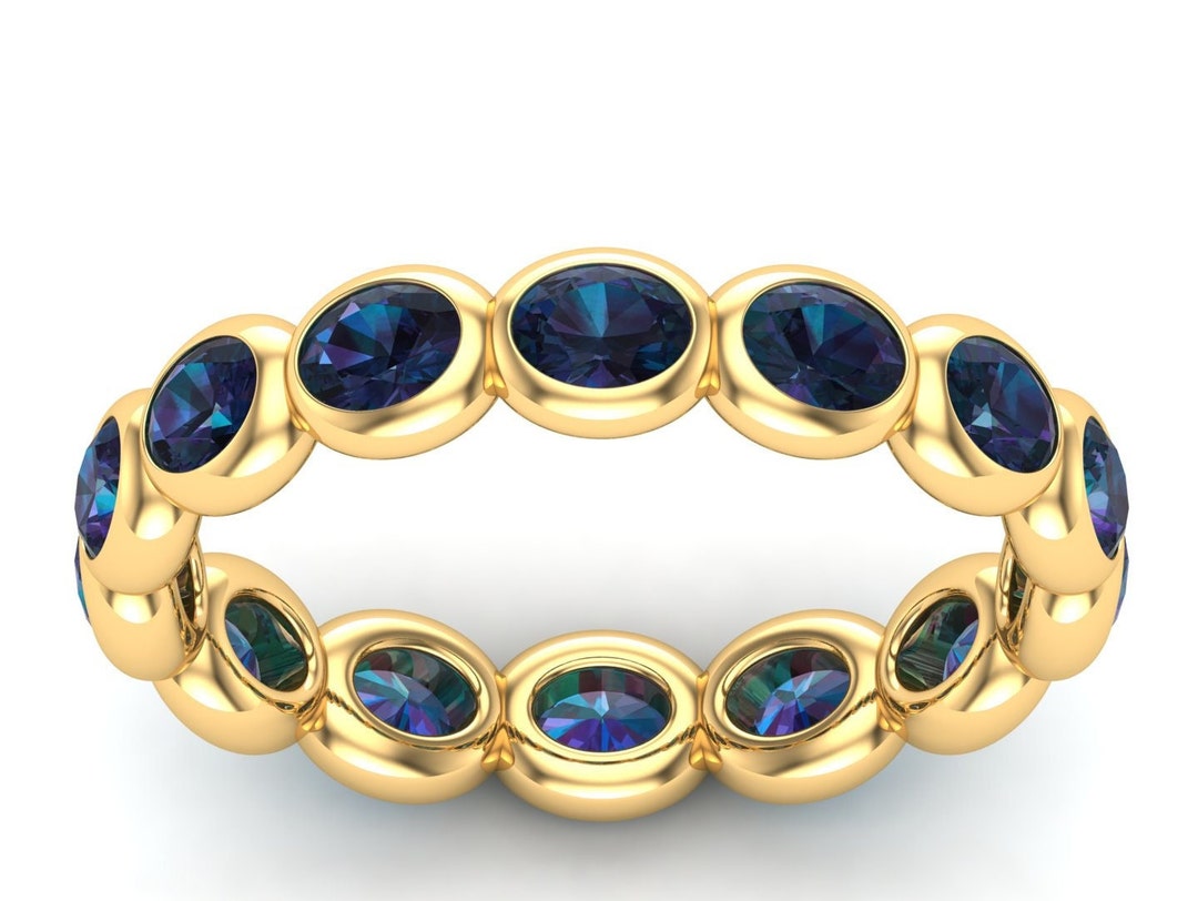 Art Deco Alexandrite Eternity Band 14k Gold Alexandrite Promise Ring ...