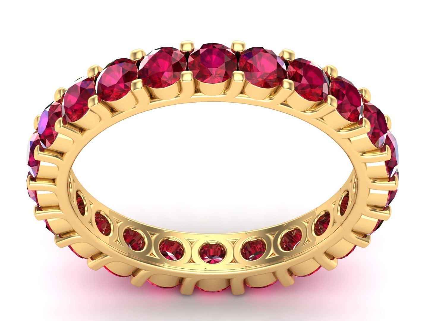 14k Yellow Gold Ruby Full Eternity Ring 925 Sterling Silver - Etsy