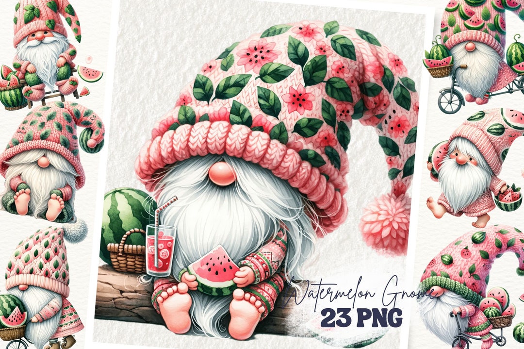 Watermelon Gnomes Clipart Png, Watermelon Png, Fruits Summer Garden ...