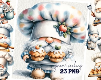 Chef Gnome Clipart Bundle, Gnome Clipart, Cooking Gnome, Gnome PNG ...