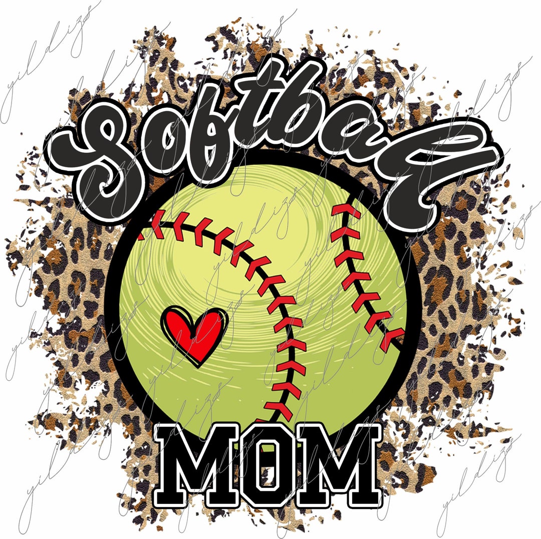 Softball Mom Leopard Sublimation Design Leopard Softball Mom