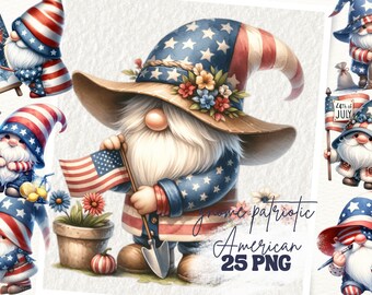 Patriotic Gnome PNG Clipart, 4th of July Clipart, American Flag PNG ...