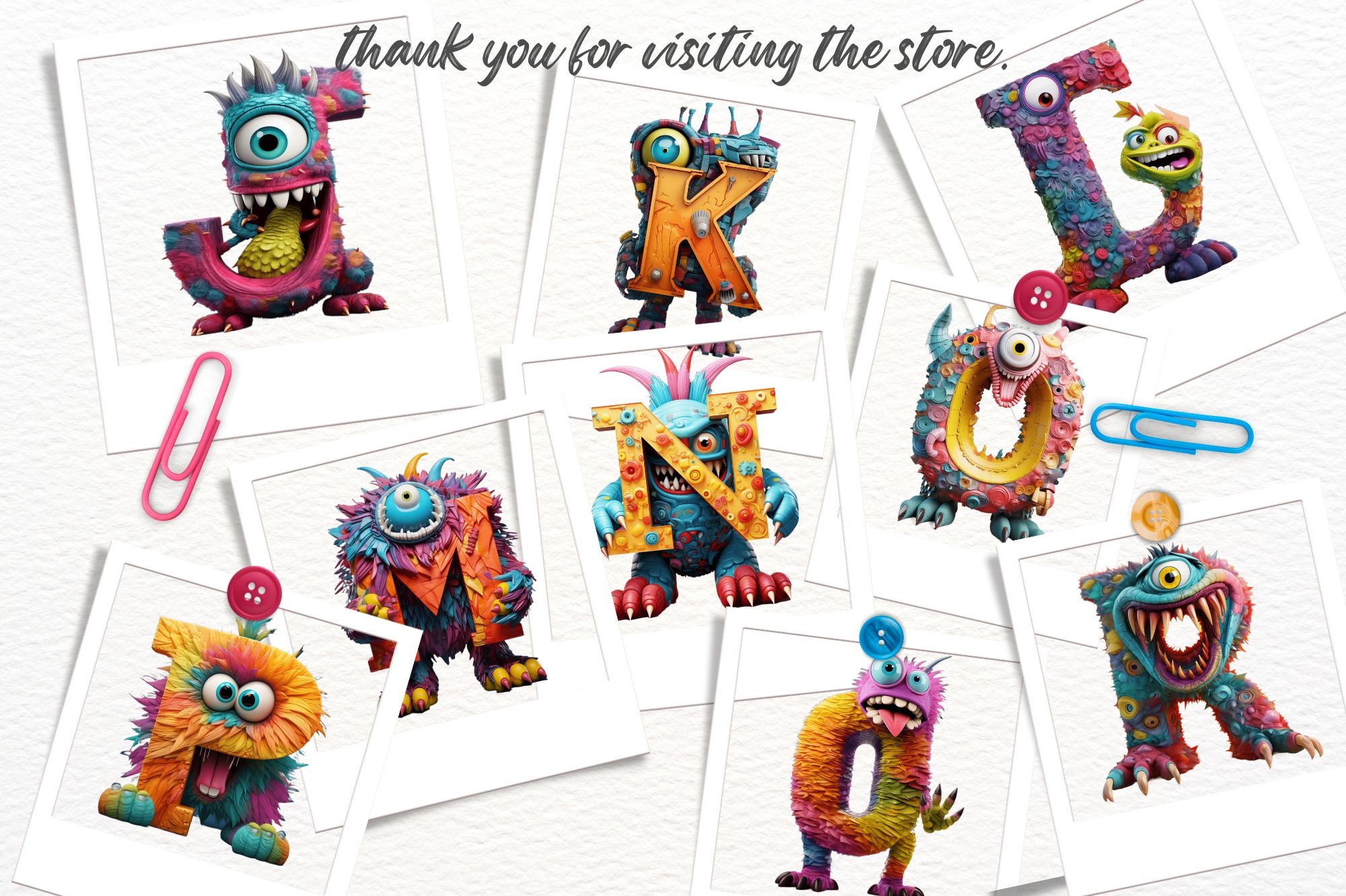 Monster Alphabet Clipart Cartoon Cute Kid's Design - Etsy