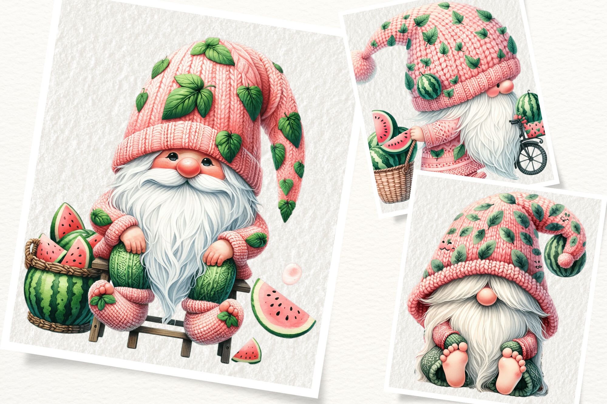 Watermelon Gnomes Clipart Png, Watermelon Png, Fruits Summer Garden ...
