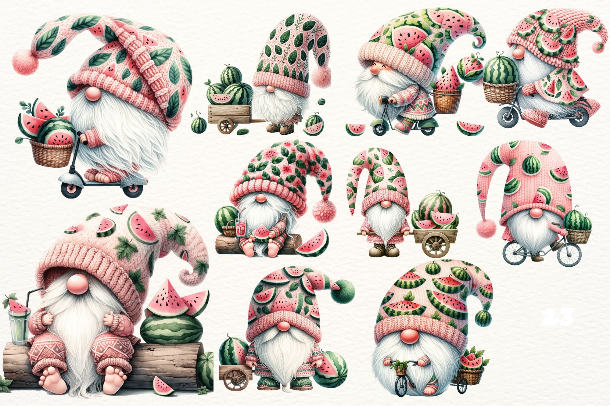 Watermelon Gnomes Clipart Png, Watermelon Png, Fruits Summer Garden ...