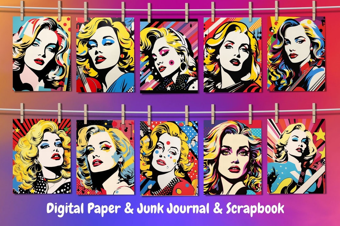 Pop Art Silkscreen Colorful Comic Art, Pop Art Retro Vintage Style ...