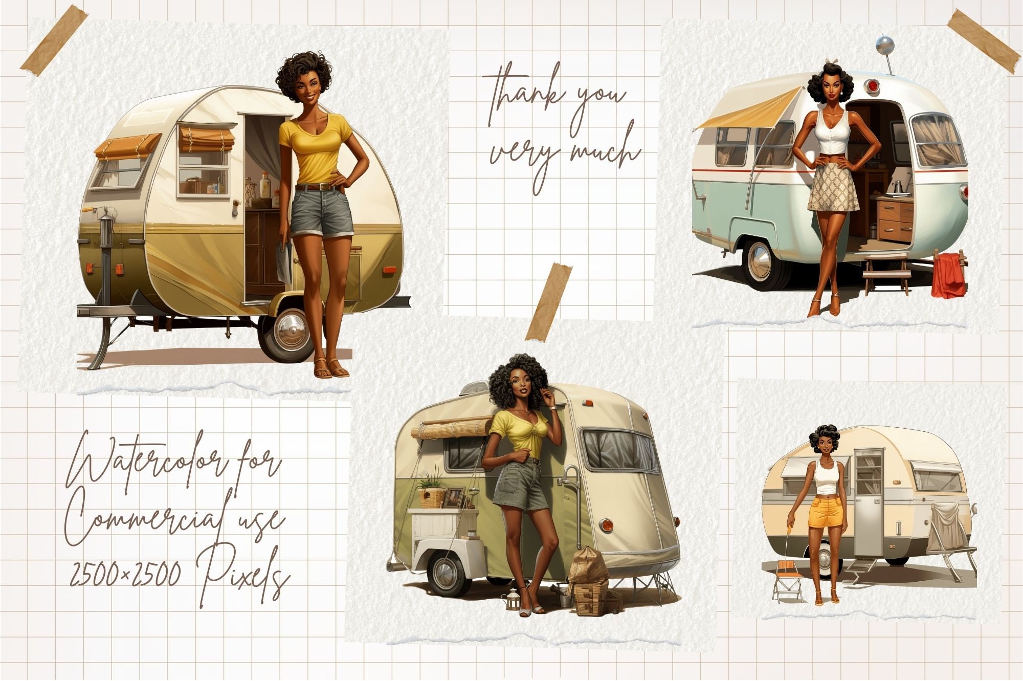 Black Woman Caravan Clipart, Autumn Caravan Cliparts, Fashion Girl ...