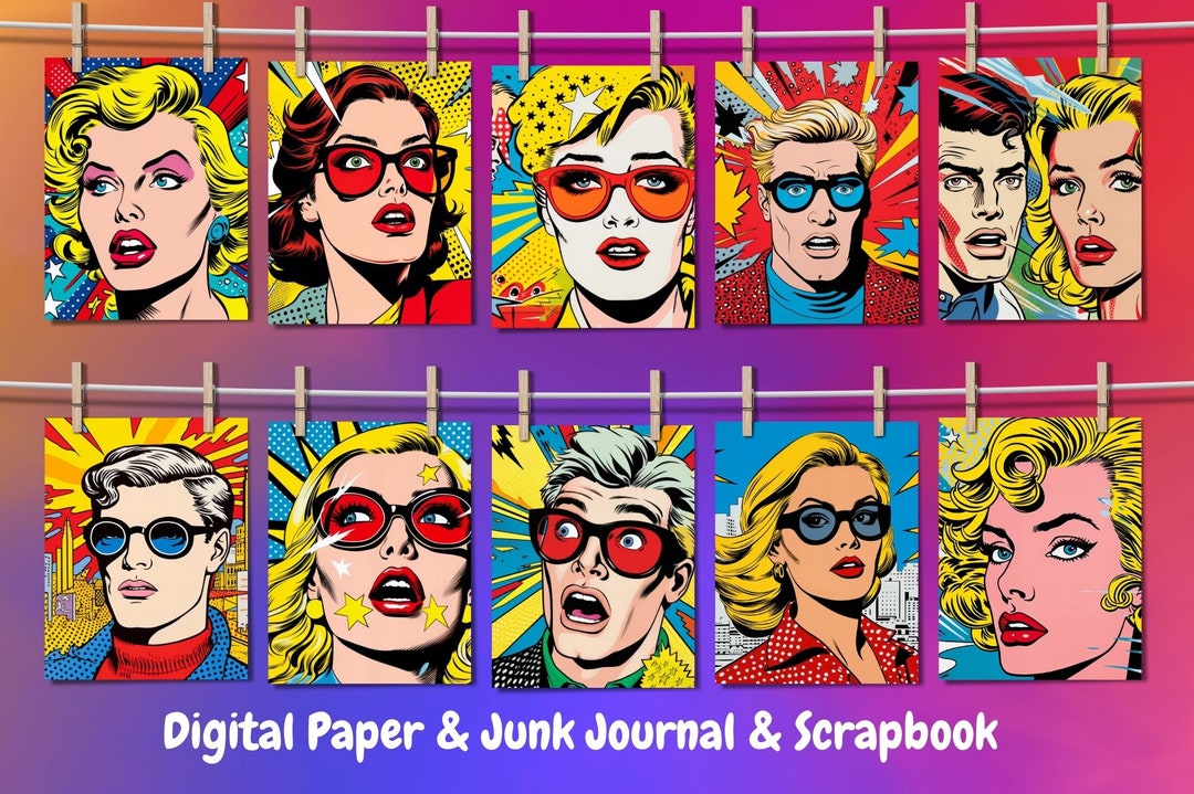 Retro Comic Book Heroes, Cool Girl Cartoon Retro Comic Book, Digital ...