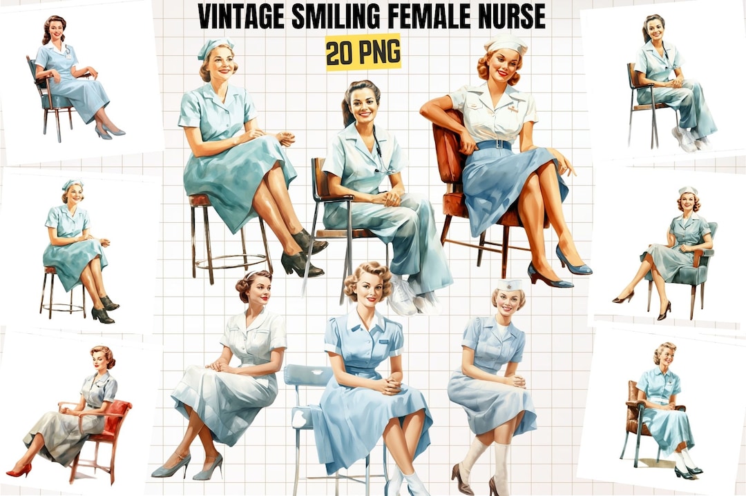 Retro Nurse Smiling Clipart Nurse Clipart '50s - Etsy