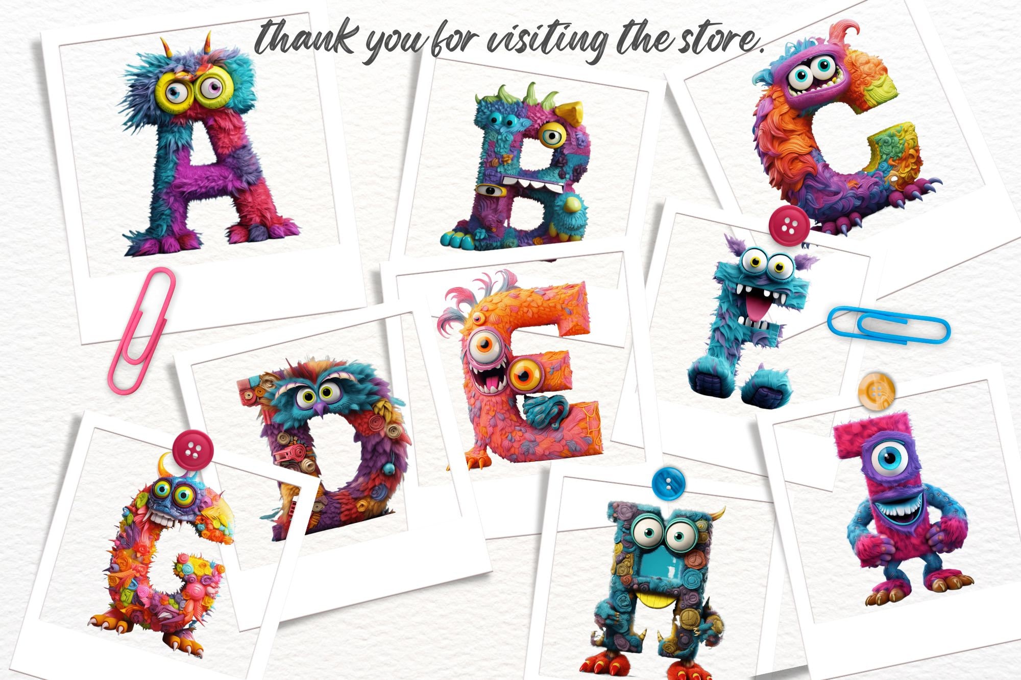 Monster Alphabet Clipart Cartoon Cute Kid's Design - Etsy