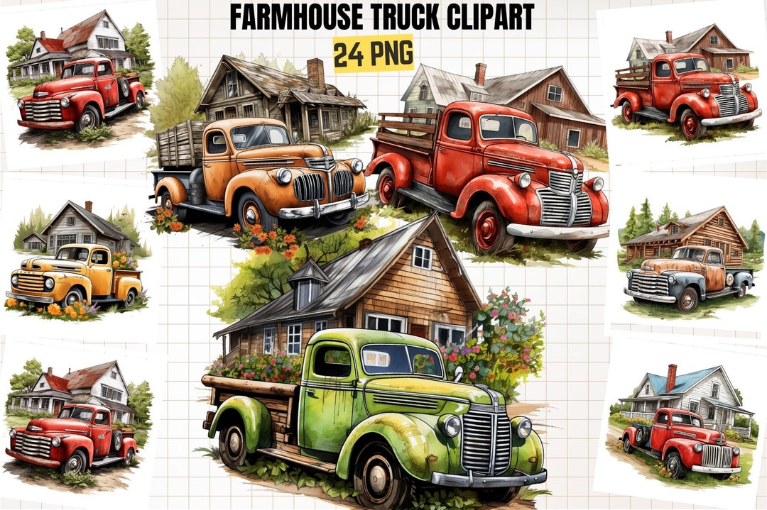 Vintage Farm Truck Clipart, Farm Truck Clipart, Truck Barn Clipart ...