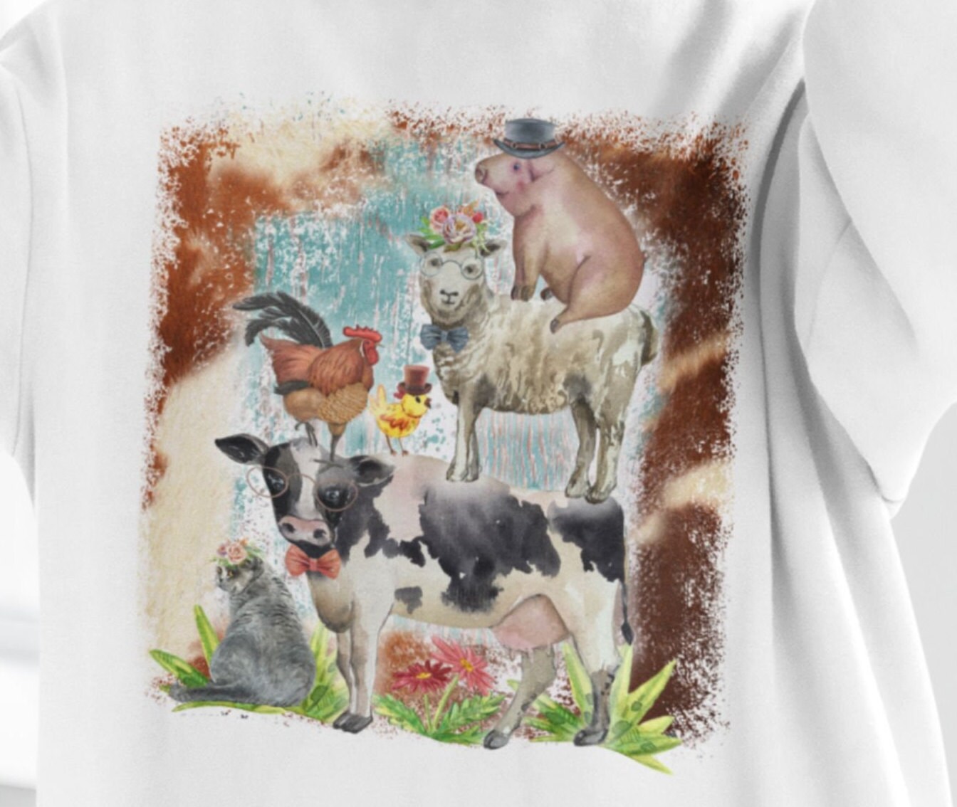 Cow Chicken Pig Cat Farm Animals PNG, Farm Png, Farm Animals, Farm ...