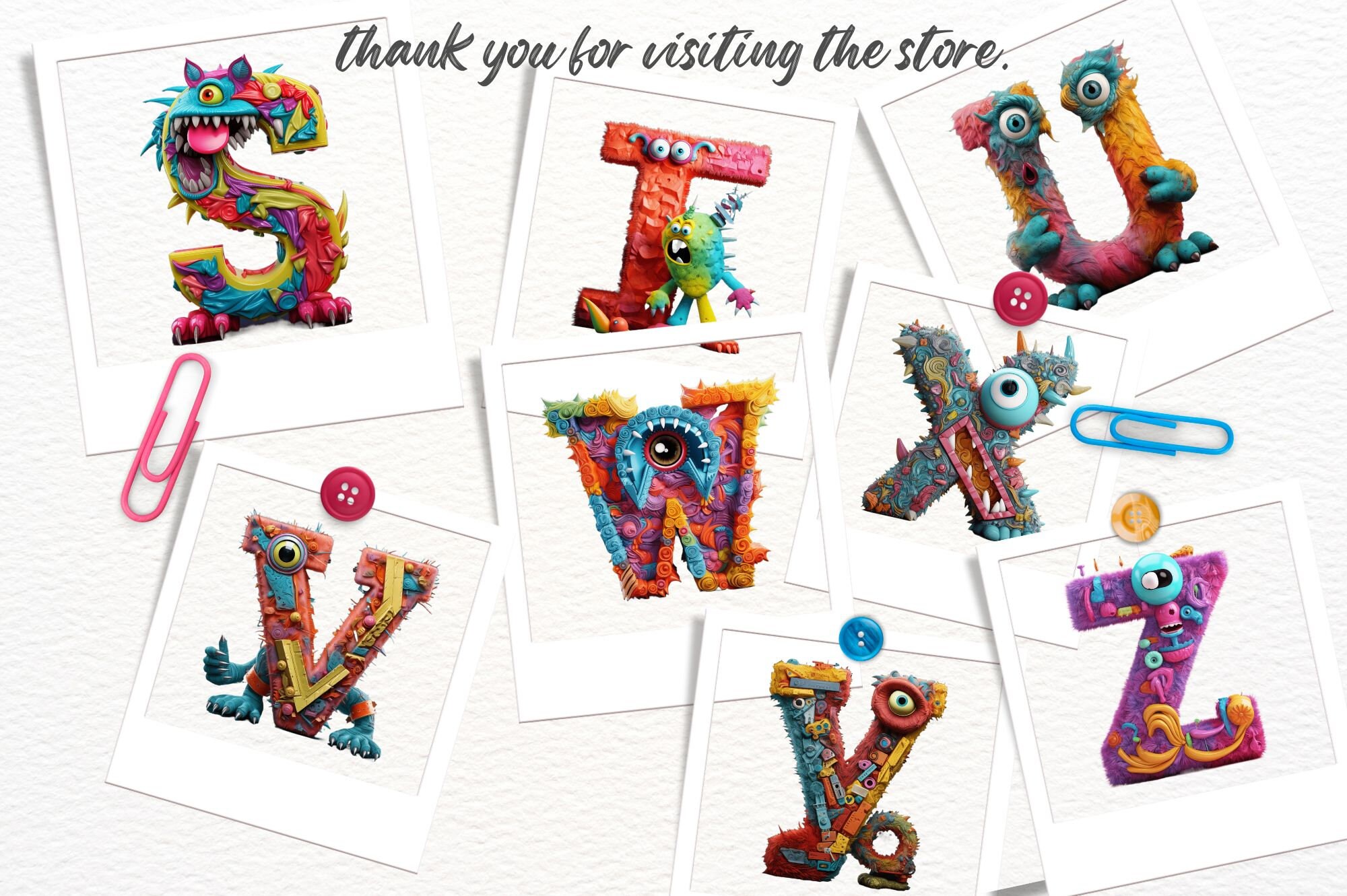 Monster Alphabet Clipart Cartoon Cute Kid's Design - Etsy