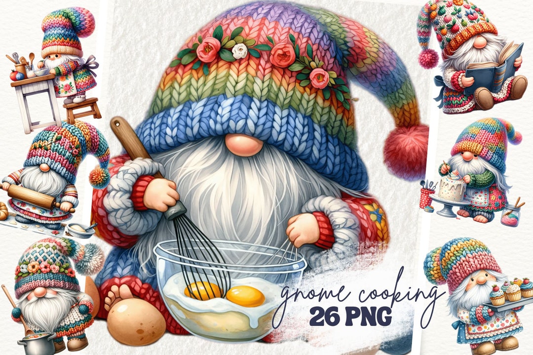 Cooking Gnome, Chef Gnome Clipart Bundle, Gnome Clipart, Gnome PNG ...