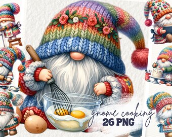 Chef Gnome Clipart Bundle, Gnome Clipart, Cooking Gnome, Gnome PNG ...