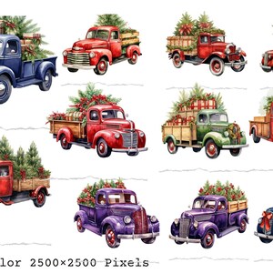 Retro Truck With Christmas Tree Clipart Christmas Retro Truck - Etsy