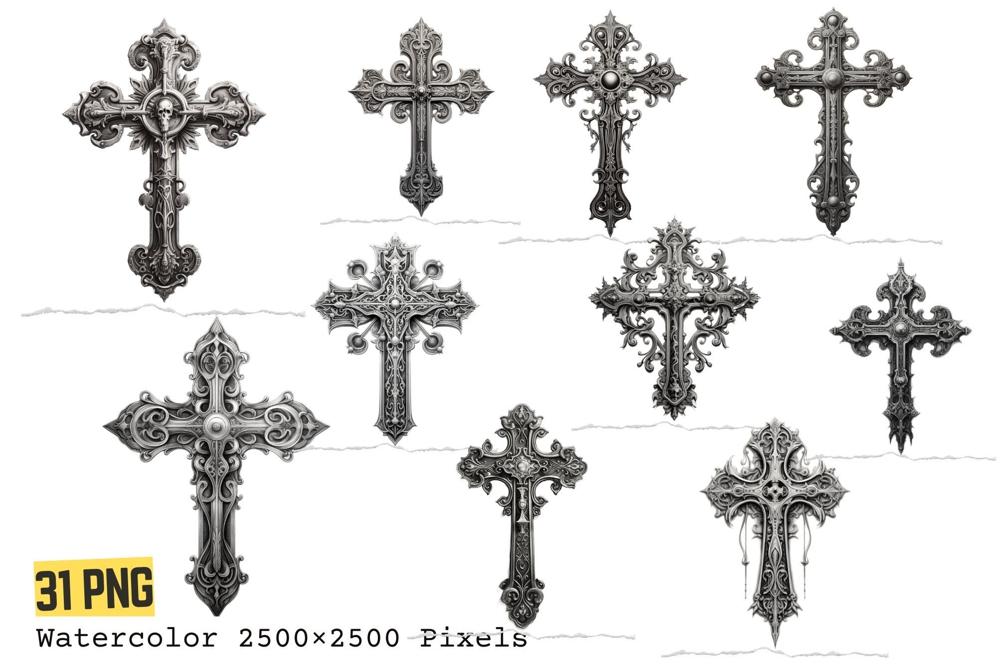 Gothic Cross Flower Clipartcrosses Png Celtic Cross Clipart - Etsy
