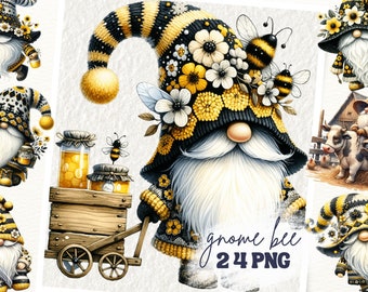 Watercolor Bee Gnomes Clipart, Gnome Bee Clipart, Bee Clipart, Bee ...