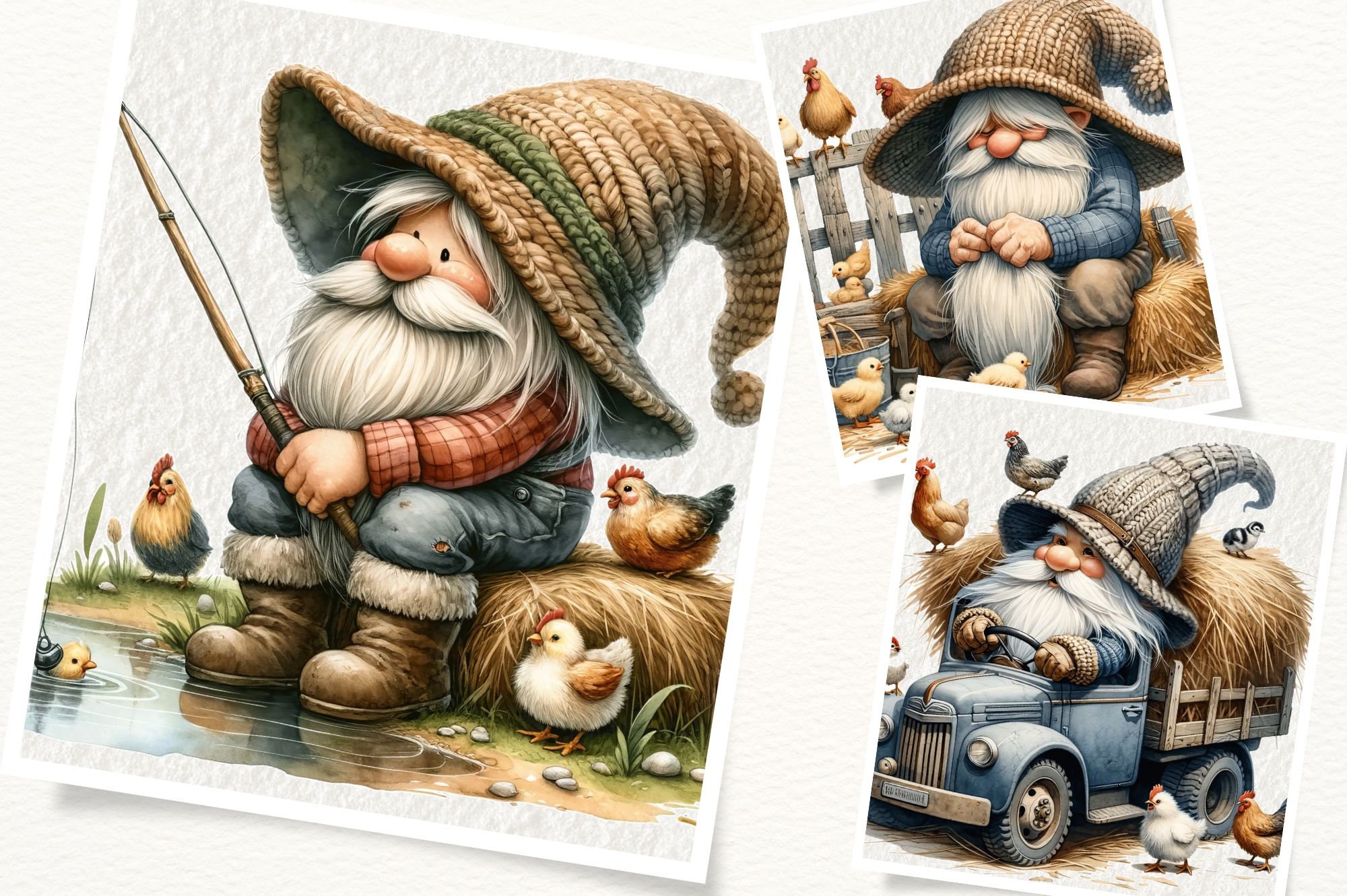 Watercolor Animal Farm Gnome Clipart Png, Animal Farm Gnome, Farmer ...