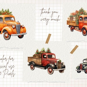 Retro Truck With Christmas Tree Clipart Christmas Retro Truck - Etsy