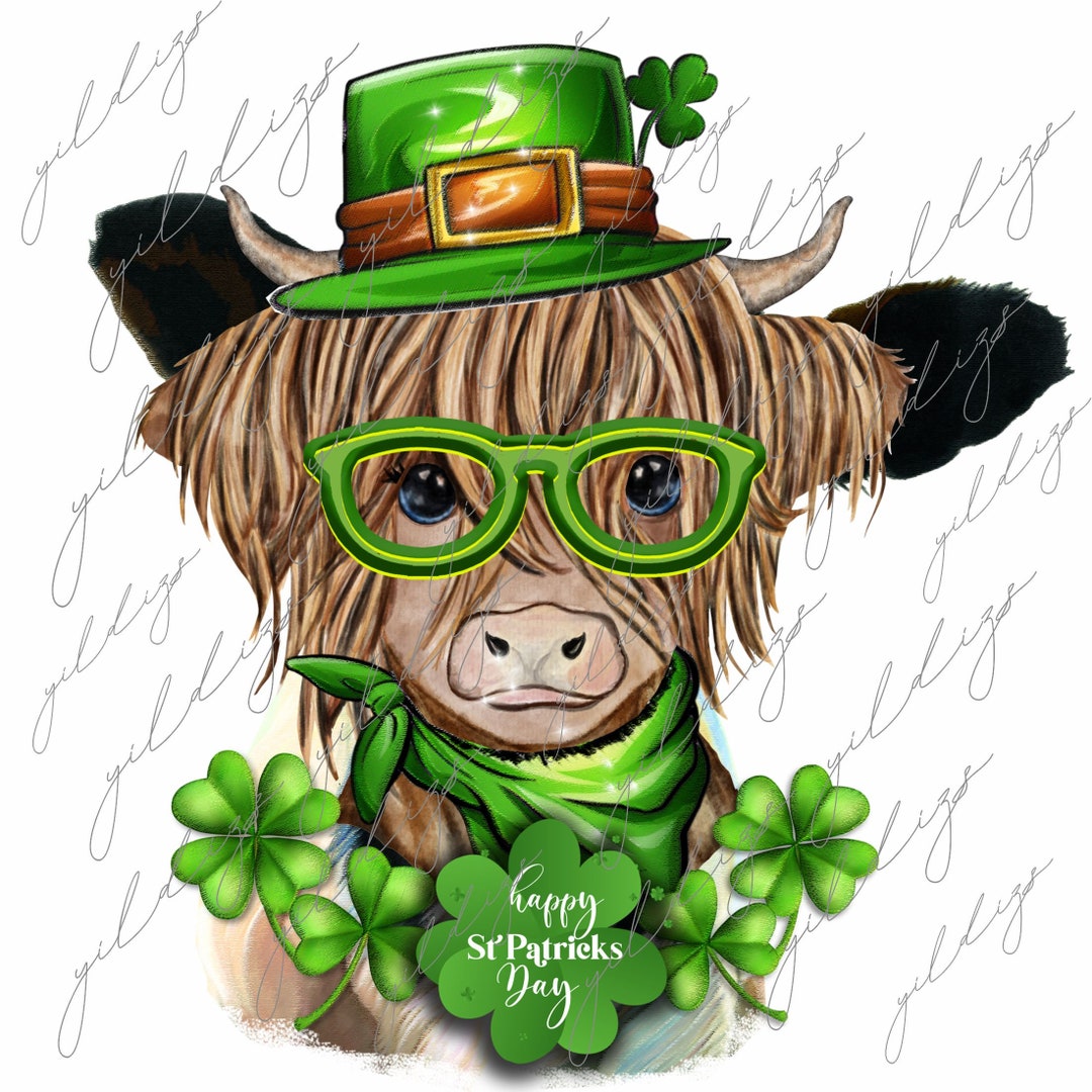 Heifers With Shamrock Png St. Patrick's Cow Farm - Etsy