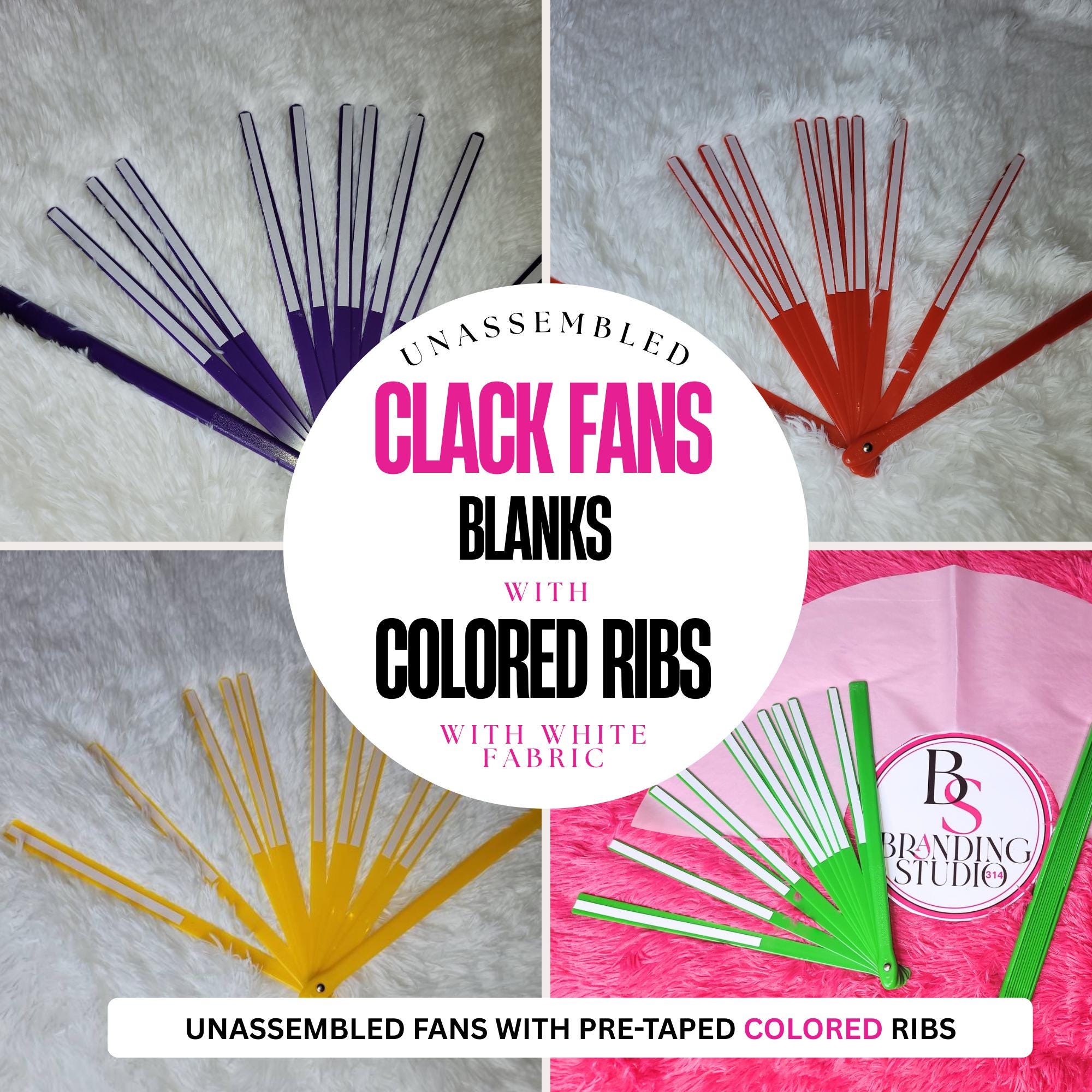 Colored Ribs Clack Fan Blanks, Unassembled 13in Sublimation Kit - Etsy