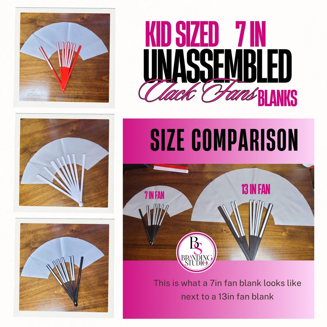 Childrens Clack Fan Blanks - Unassembled 7in Blanks - Pre-taped Ribs, Clack Fans, Blank Clack ...