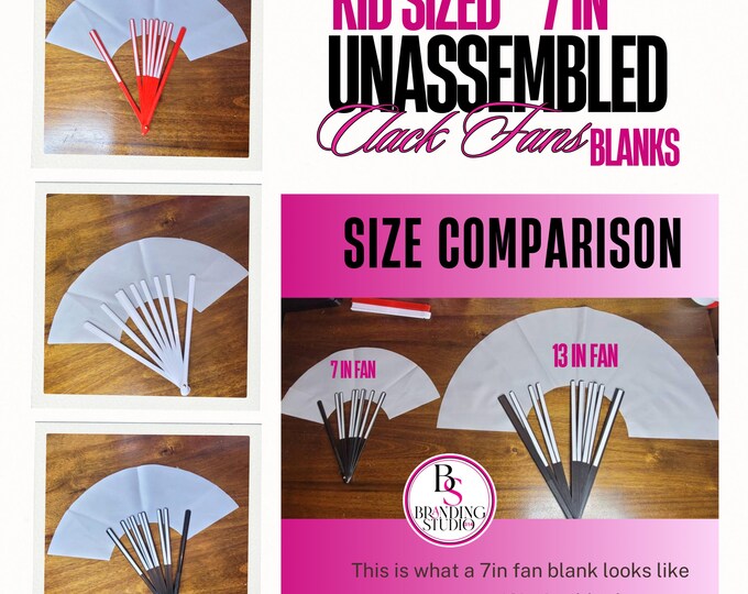 Childrens Clack Fan Blanks - Unassembled 7in Blanks - Pre-taped Ribs ...
