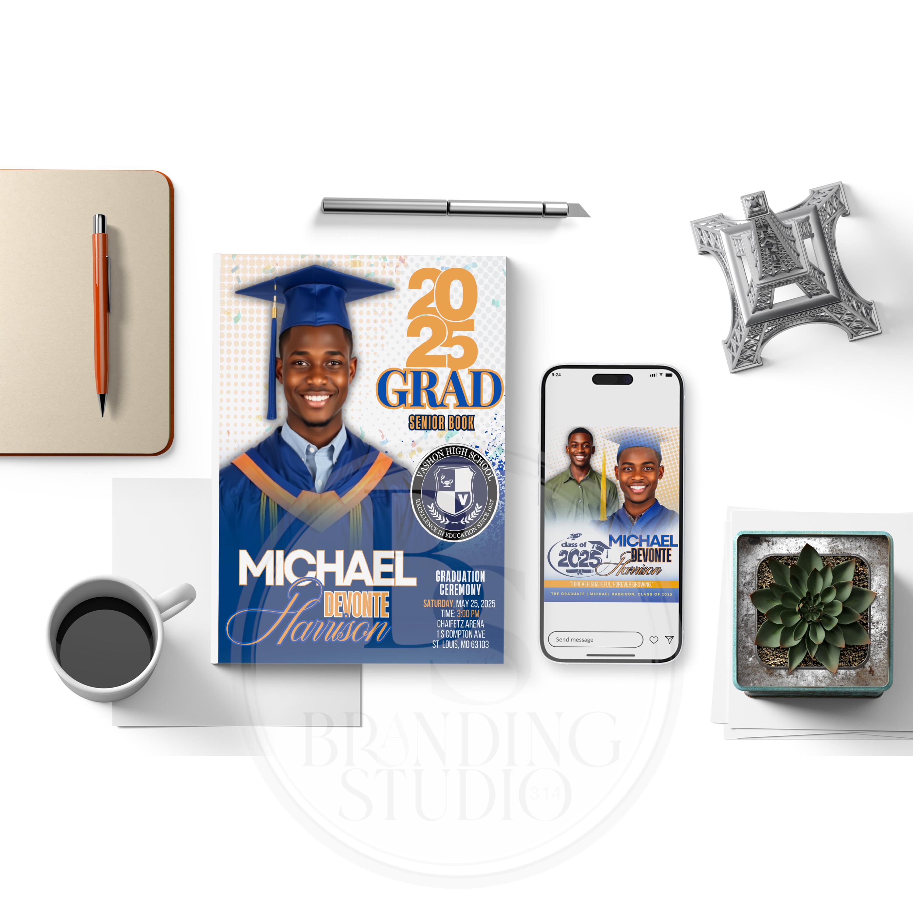 Grad Booklet, Canva Grad Book Template, 8 Page Graduation Booklet ...