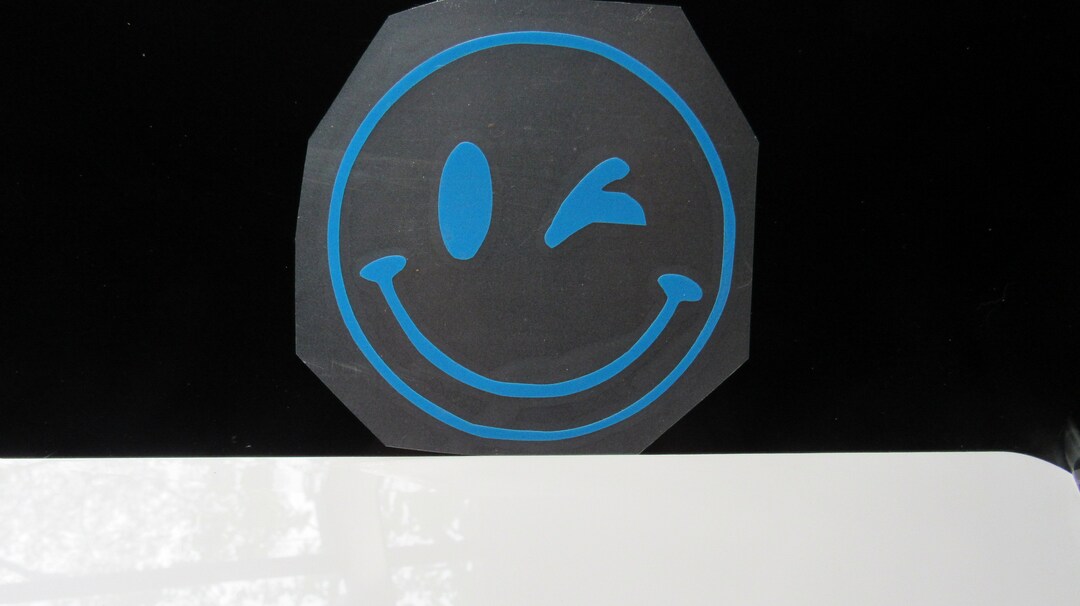 Winking Smiley Face Decal, Permanent Vinyl, Window Decal, Car Decal - Etsy
