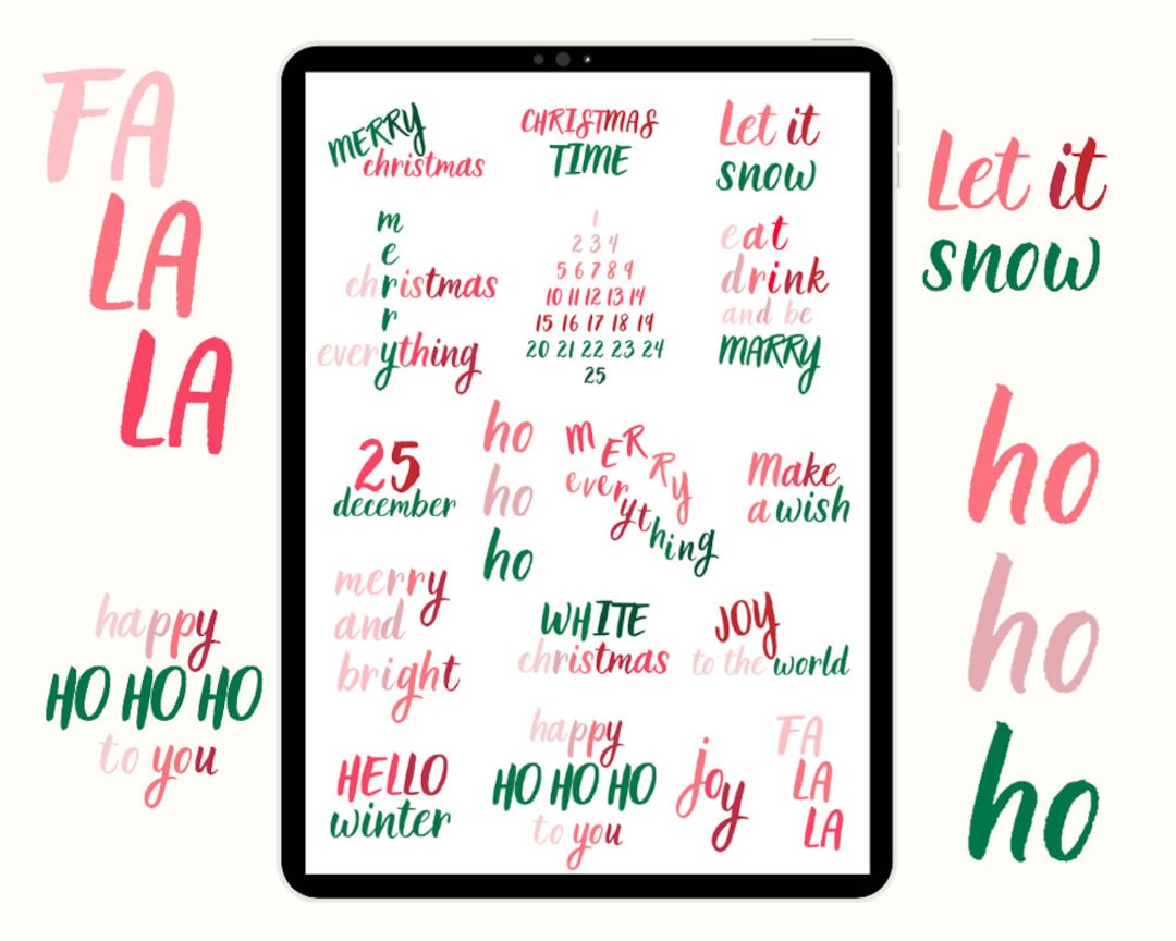 Printable Christmas Quotes Stickers Sheet, Pink and Green, PNG, PDF ...