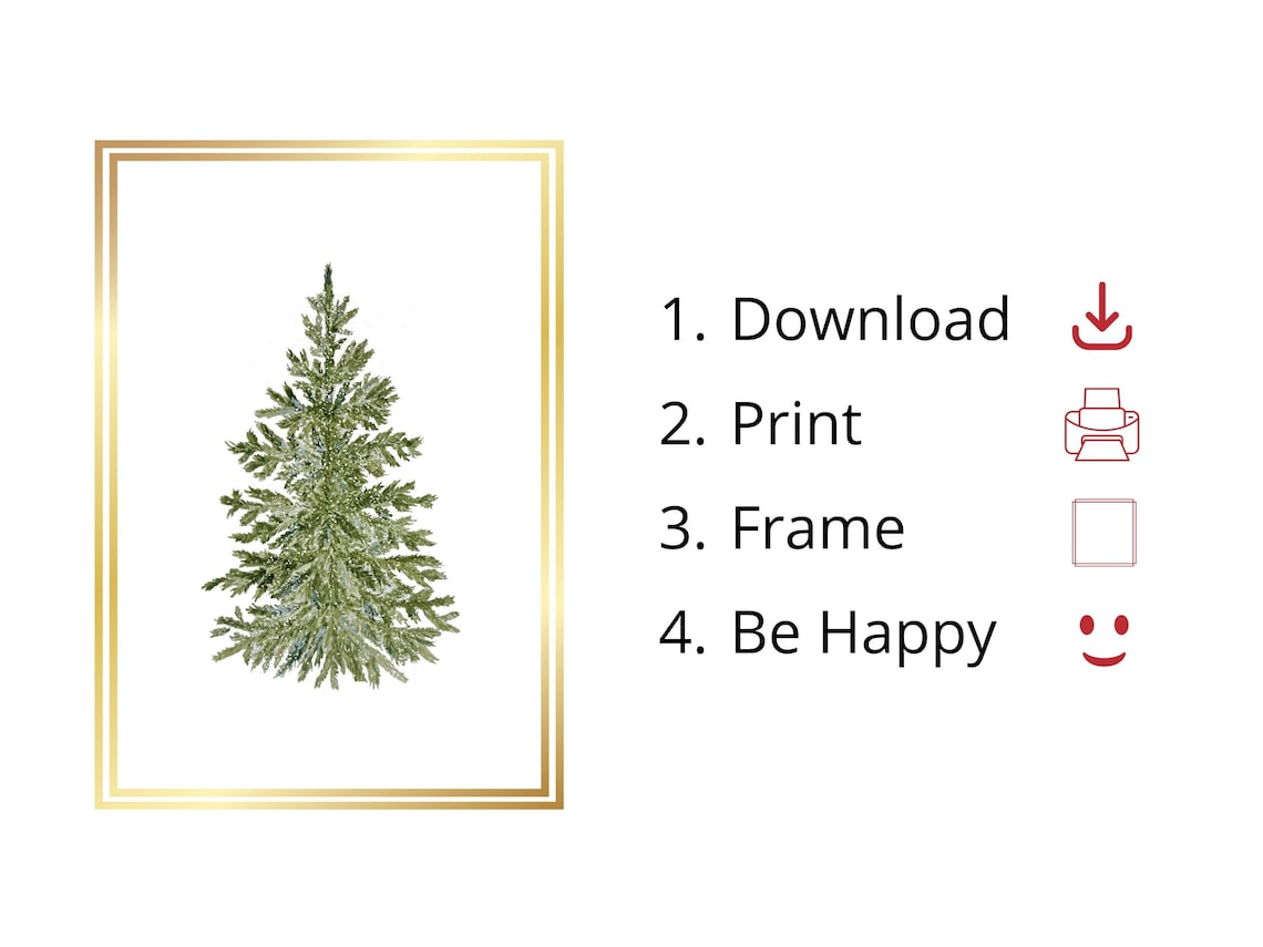 Christmas Winter Tree Print, Snowy Tree, Digital Download, PDF ...